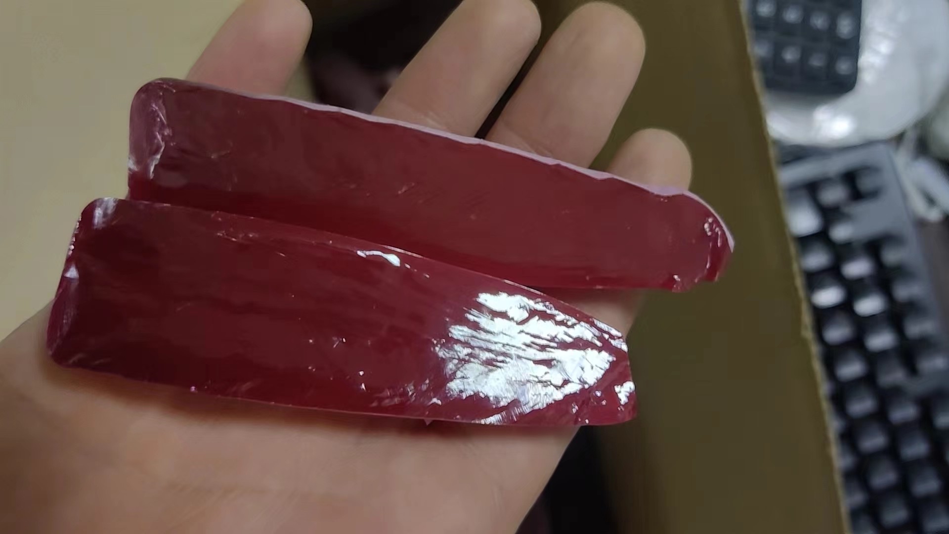 Lab Created KY Verneuil Ruby No.5 Half Boule Cr Dopped Gemstone Rough ...